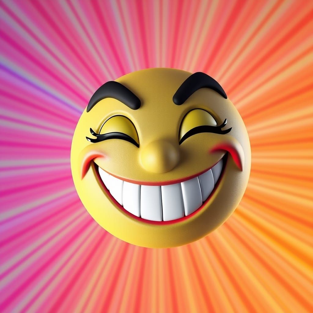Cheeky Grin: A classic smiley face with a wide, mischievous grin and ...