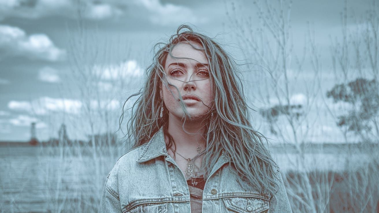 surreal woman, acid wash, HDR - Vibrant Woman in a Dazzling ...