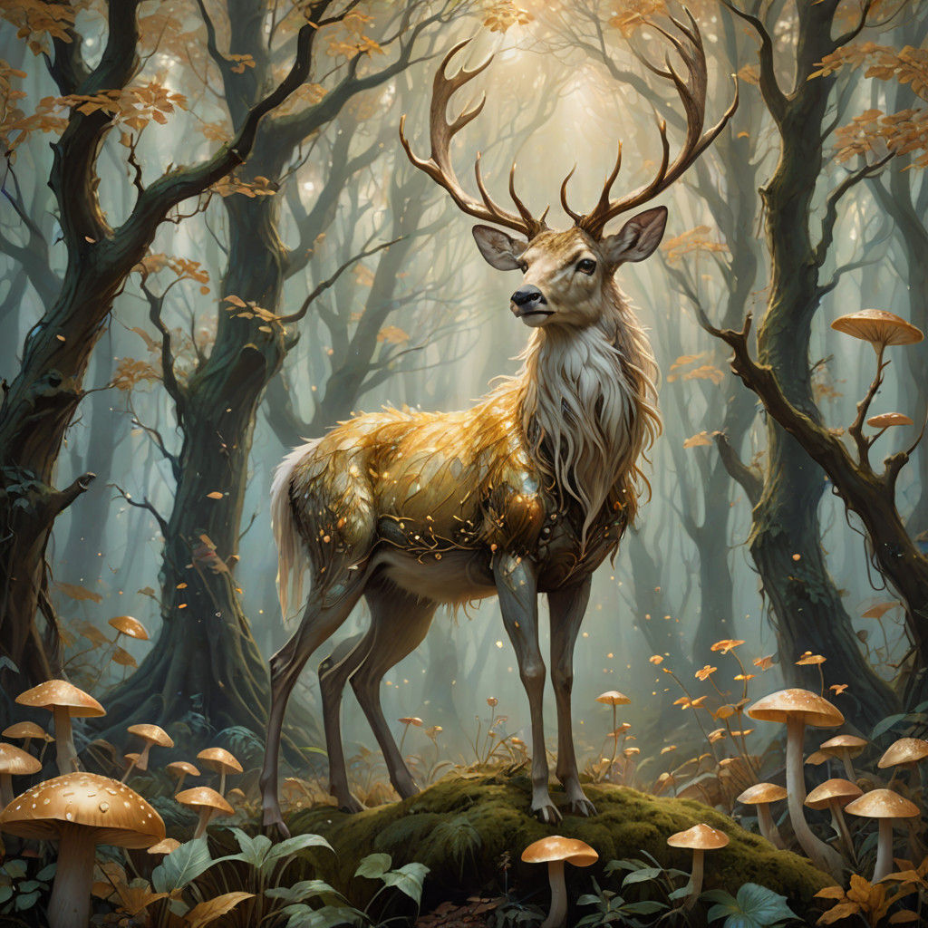 Majestic Elderwood Scion Emerges from Lush Forest - AI Art