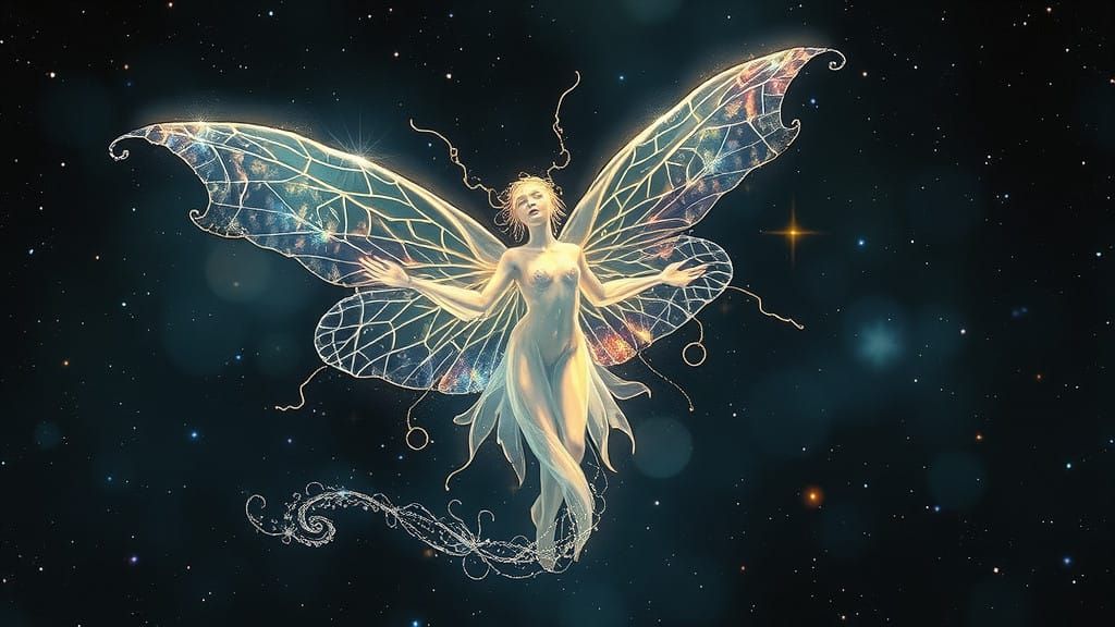 Ethereal Celestial Being Weaves Stardust Constella... - AI Art