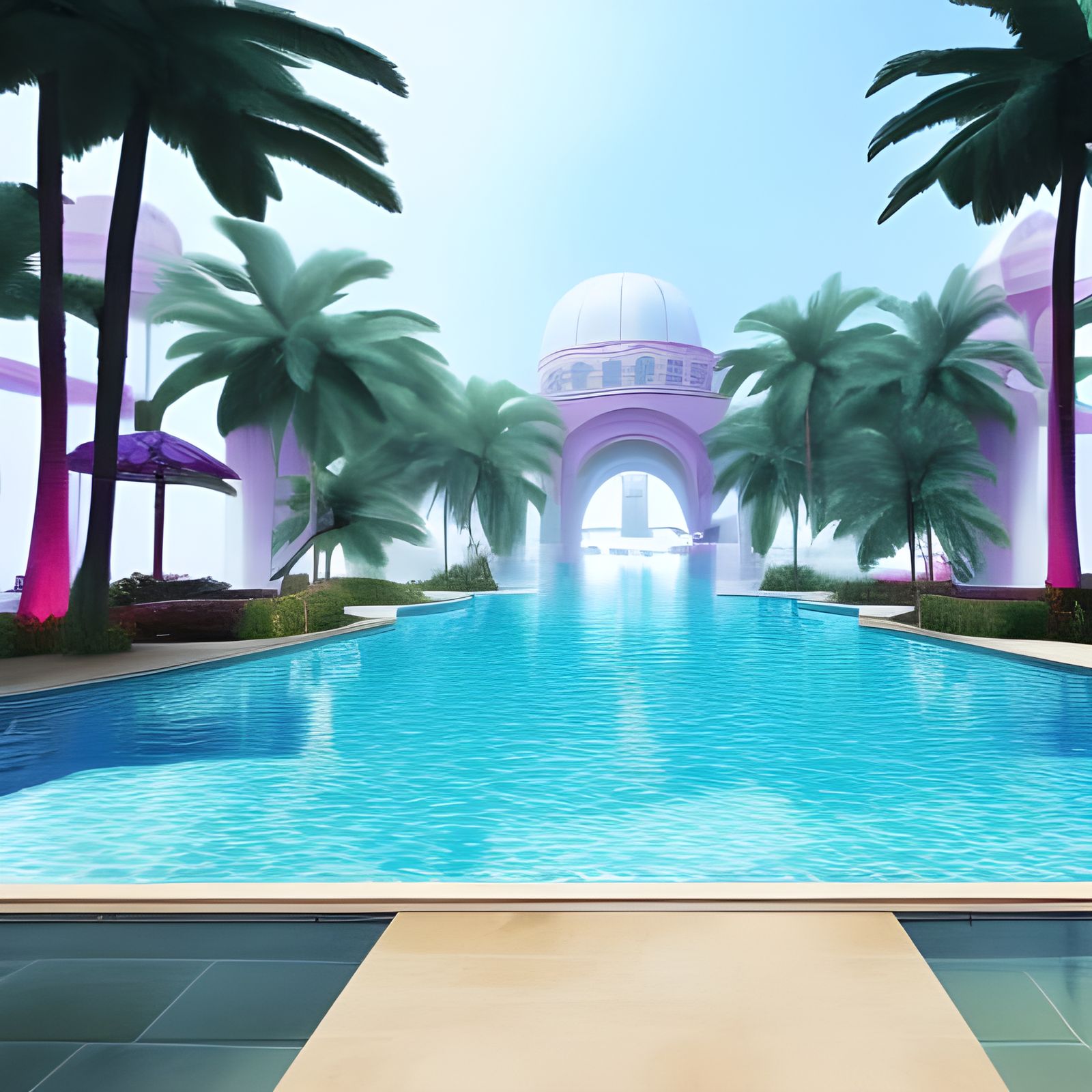 Cool Pool On A Hot Day - AI Generated Artwork - NightCafe Creator