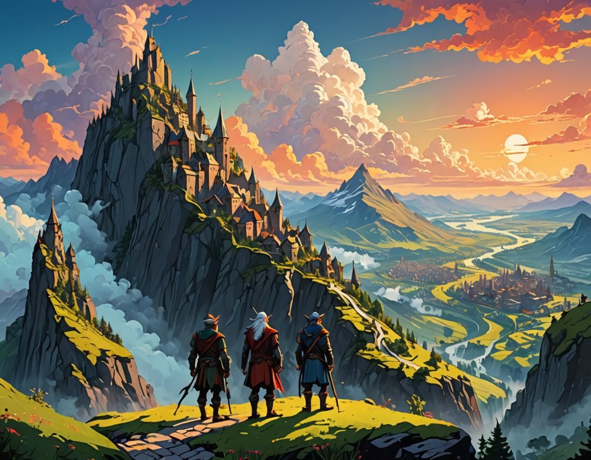 The adventurers travel to the city in the mountains - AI Generated ...
