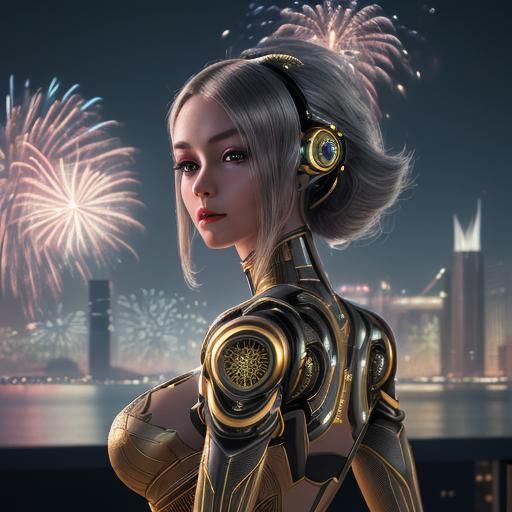 High-advanced technology personal humanized female robot, very detailed ...