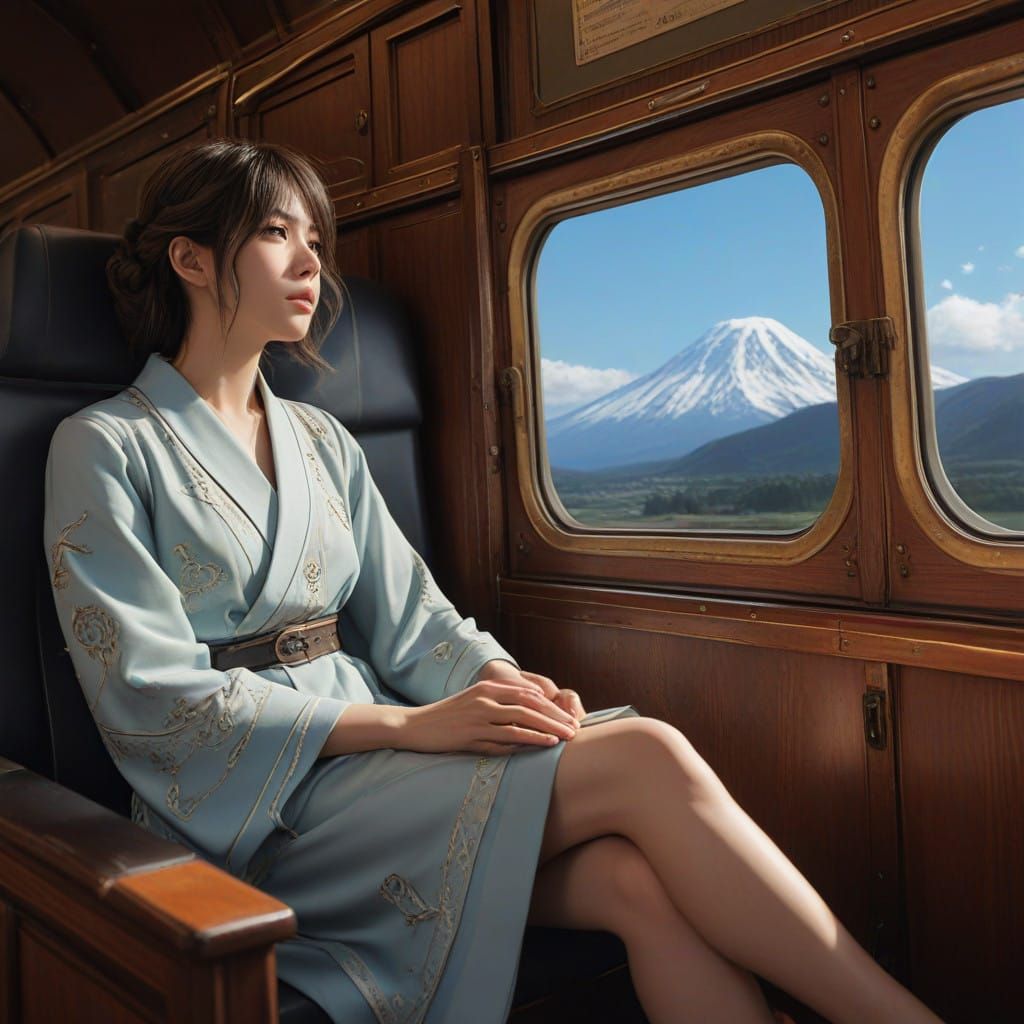 Ethereal Mage in Ancient Steam-Punk Train - AI Art