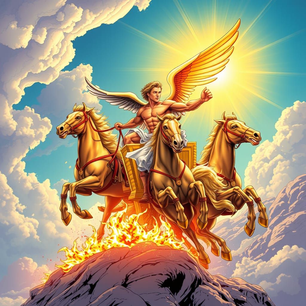 Apollo, the Radiant Greek God of the Sun, Soars in... - AI Art