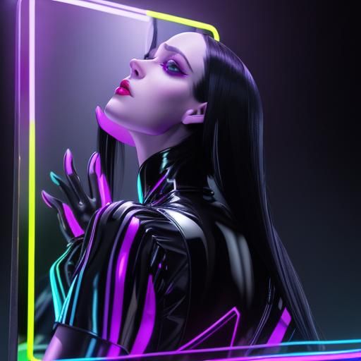 Wednesday Addams From Addams Family latex spandex lyrca mirror metallic ...