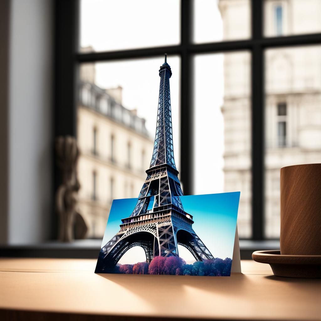 Eiffel Tower Postcard - AI Generated Artwork - NightCafe Creator