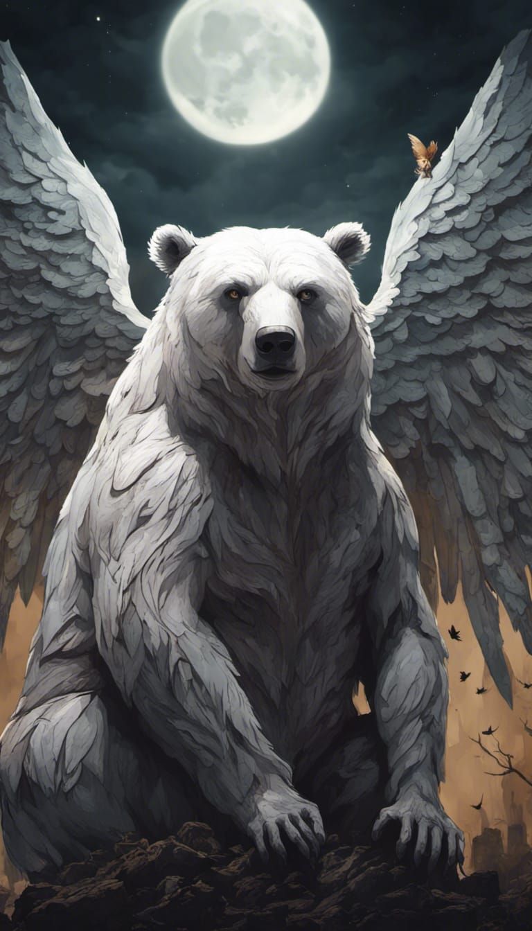 White eyes Haunting Darkness withered vintage winged Obese Shadow Bear ...
