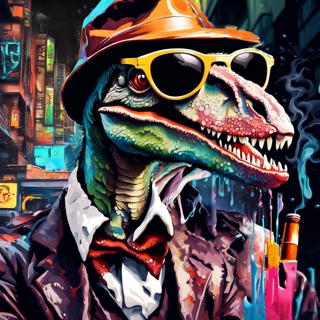 Neon city raptor - AI Generated Artwork - NightCafe Creator