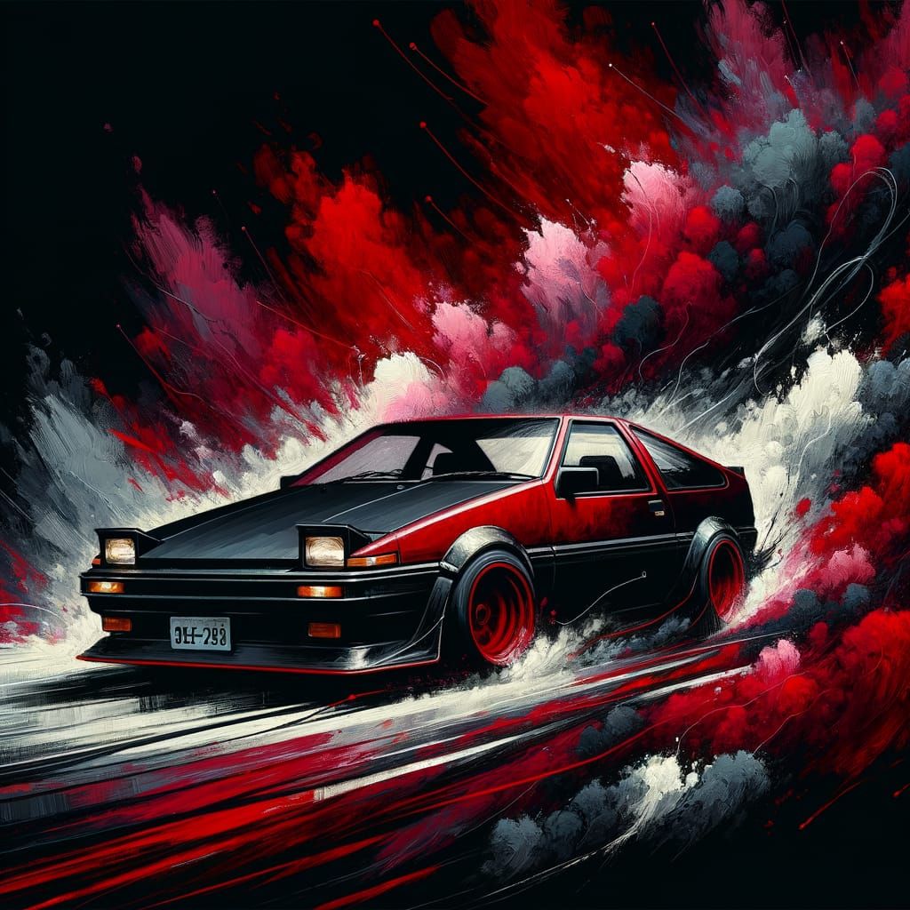 Initial D ae86 trueno Drifting around the corner. negative black and ...