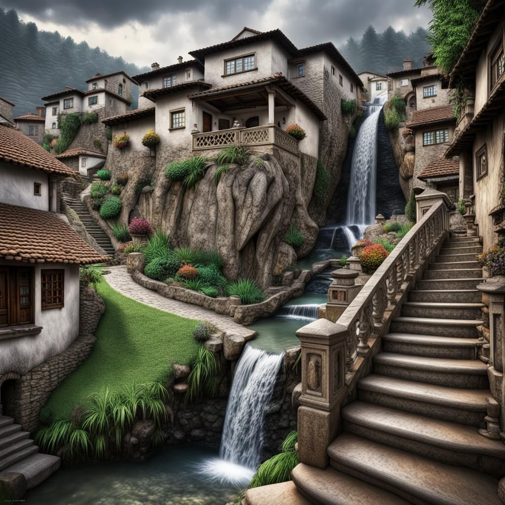 Urban Waterfall - AI Generated Artwork - NightCafe Creator