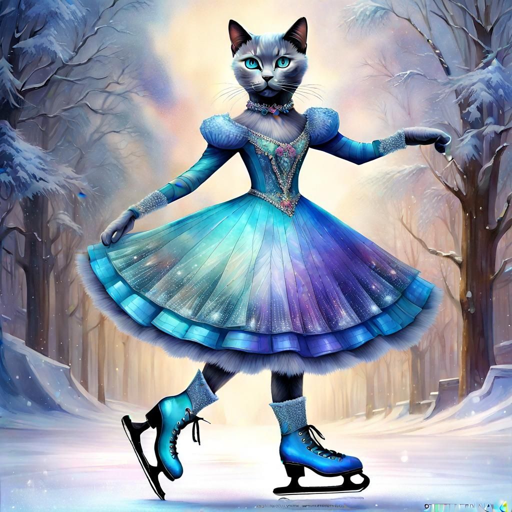 The magic ice-skating cat - AI Generated Artwork - NightCafe Creator