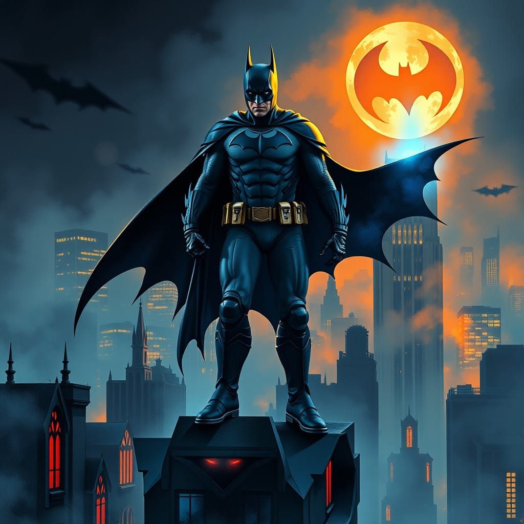 Batman overlooking Gotham... Andy Warhol inspired