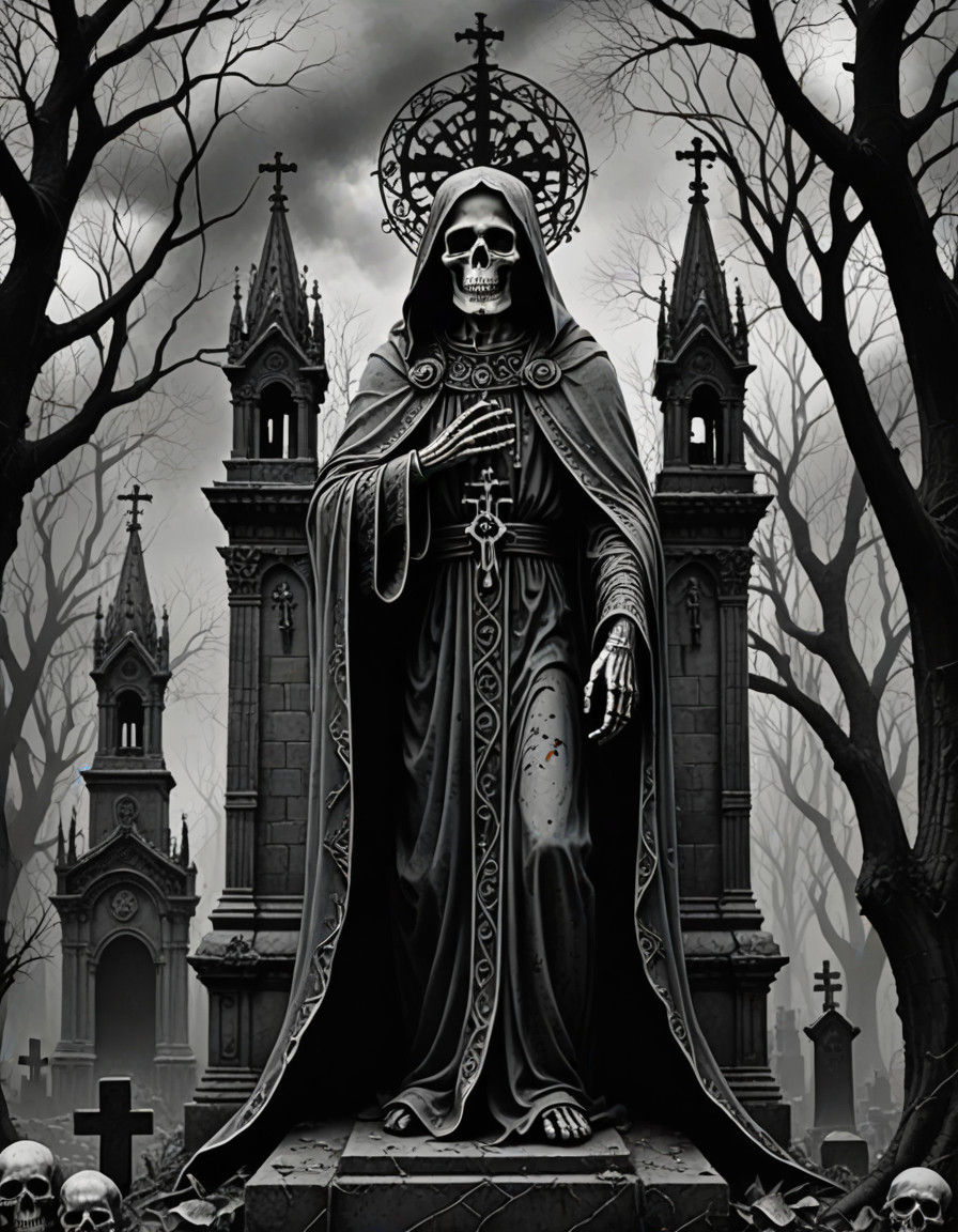 Gothic Mexican Santa Muerte in a Spooky Black and ... - AI Art