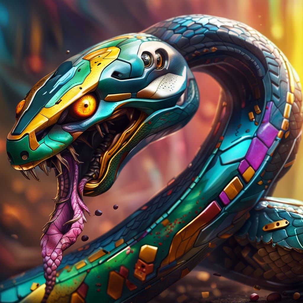 robot snake hissing 2 - AI Generated Artwork - NightCafe Creator