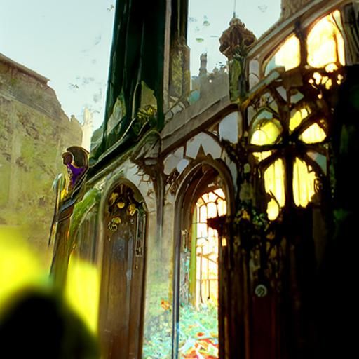 a tall and narrow Gothic window looked out upon a closed corridor which ...