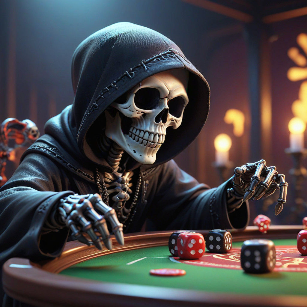 Roll'em Bones - Chibi Grim Reaper Throws Skeleton at Craps T...