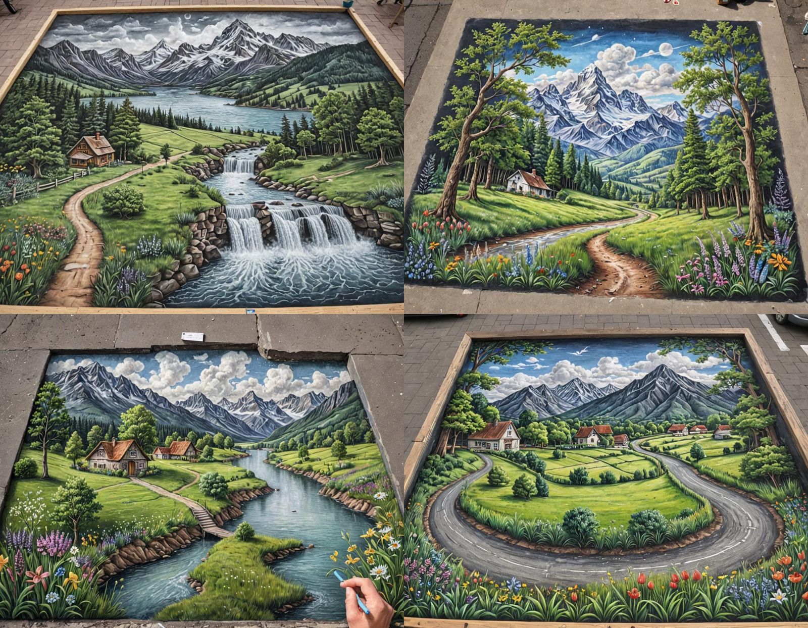 chalky landscape drawing - AI Generated Artwork - NightCafe Creator