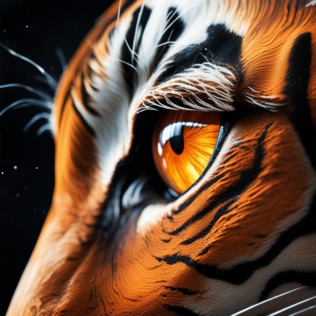 An extreme close up view of an galactic orange tiger's eye with ...