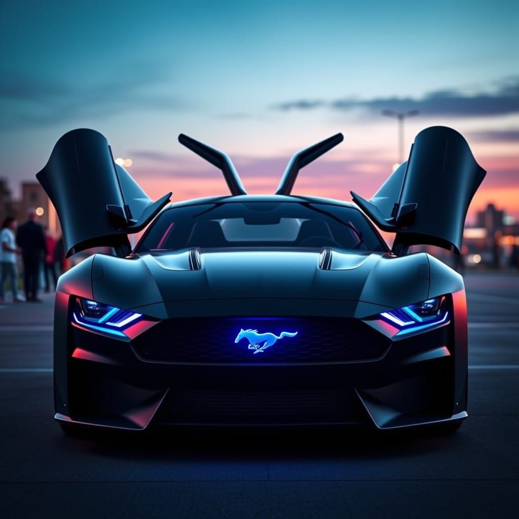Futuristic Mustang GT 2.0 Concept Car with Upfoldi... - AI Art