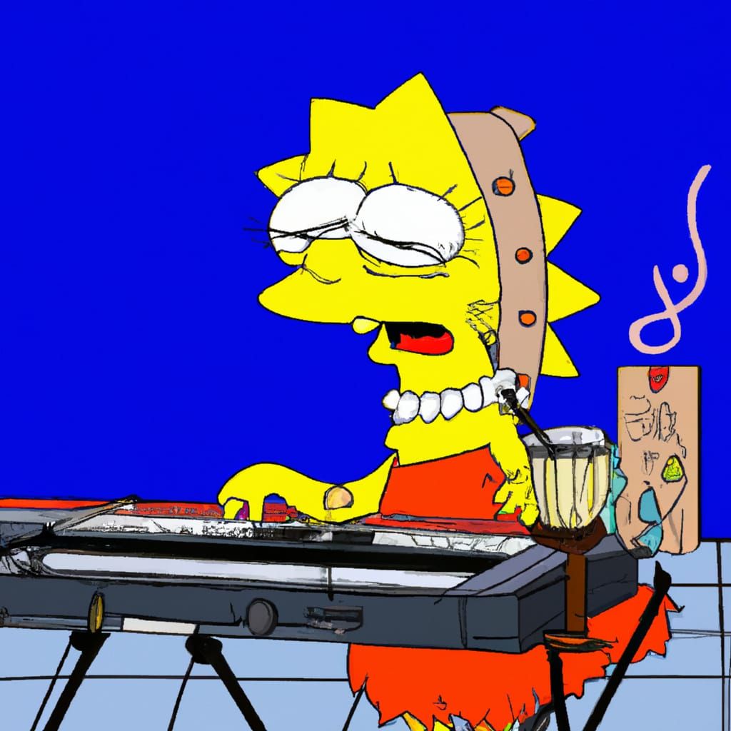 Stoned Lisa Simpson using a MiniMoog, perfectly drawn masterpiece ...