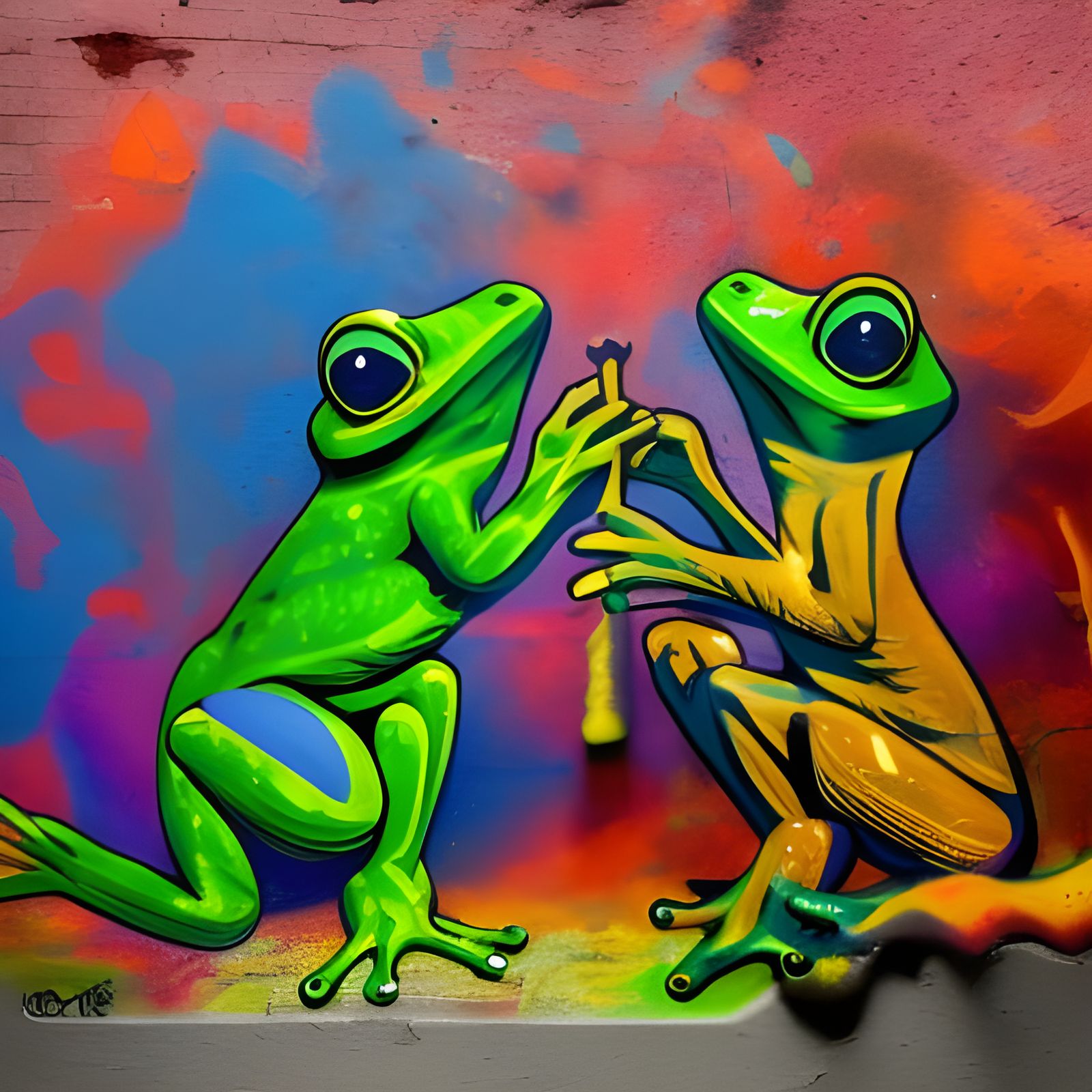 Two mythical frogs arguing throughout time (Vibrant) - AI Generated ...