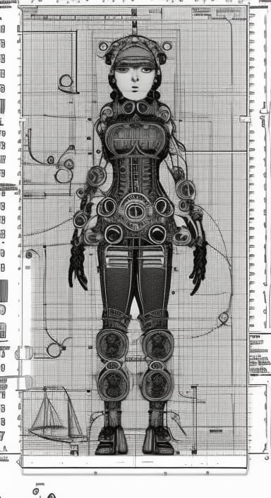 Humanoid blueprint - AI Generated Artwork - NightCafe Creator