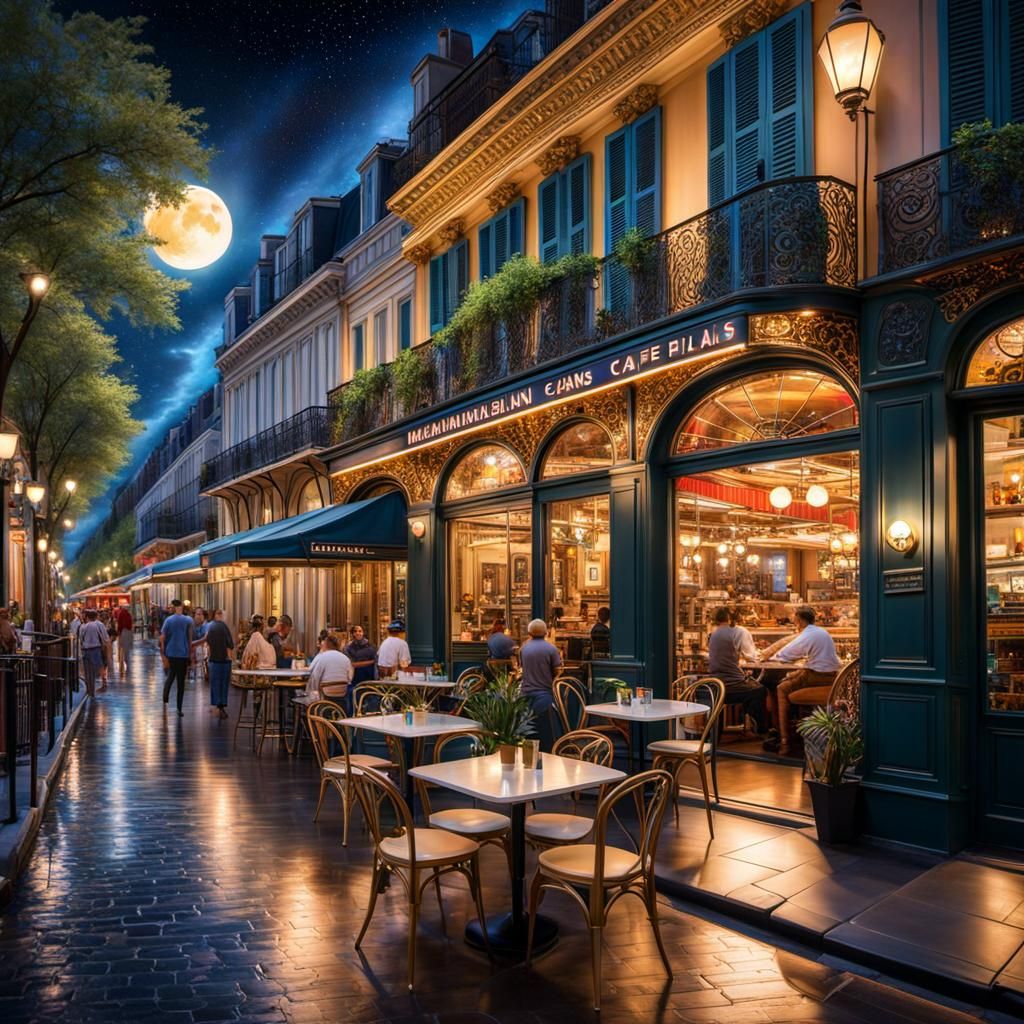 Café at Night - AI Generated Artwork - NightCafe Creator