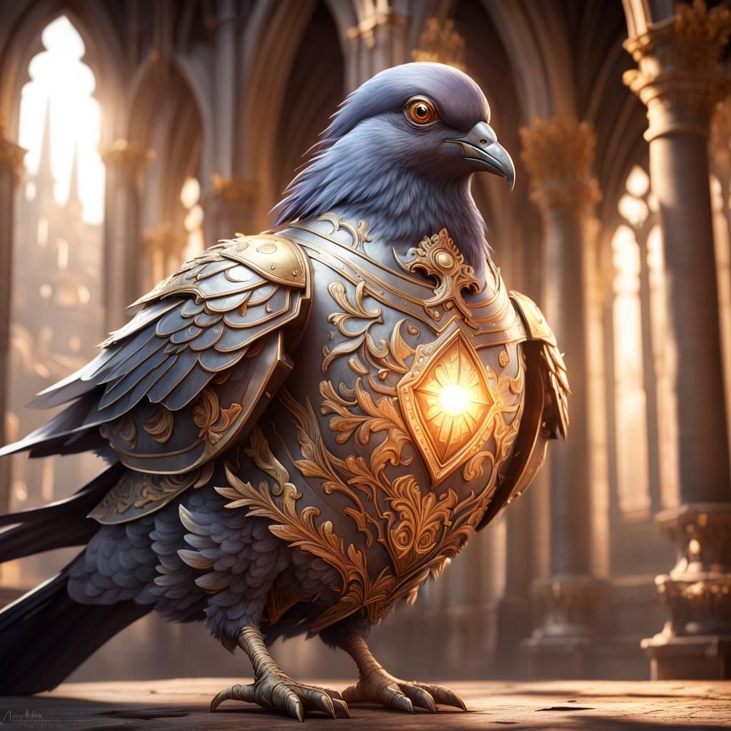 Bread, the Paladin Pigeon - AI Generated Artwork - NightCafe Creator