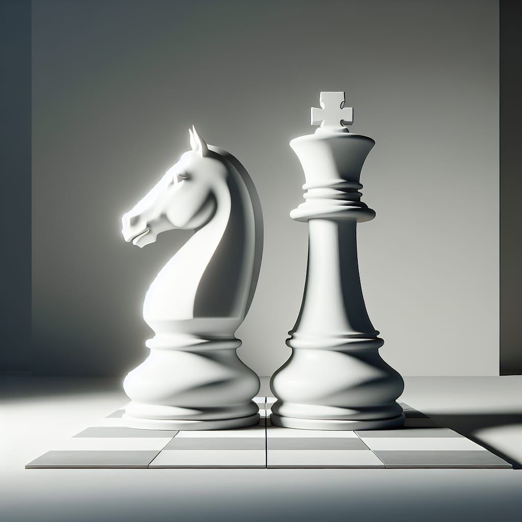 Gigantic Chess Pieces Towering Over a Chess Board ... - AI Art