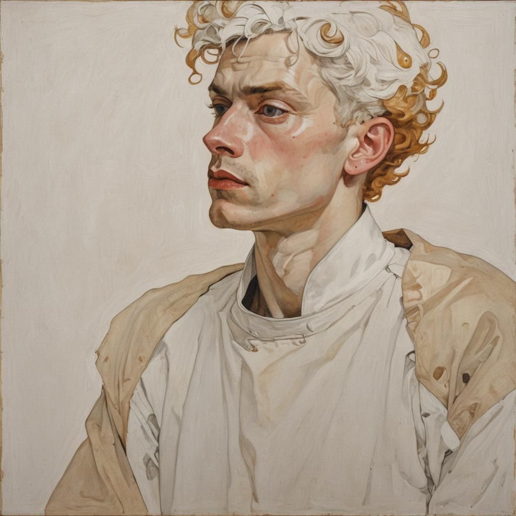 Man Man Man curly swirly hair JC Leyendecker altarpiece by Egon Schiele ...