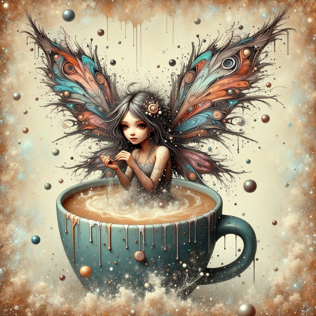 Whimsical Robot Fairy in Needlepoint Embroidery - AI Art