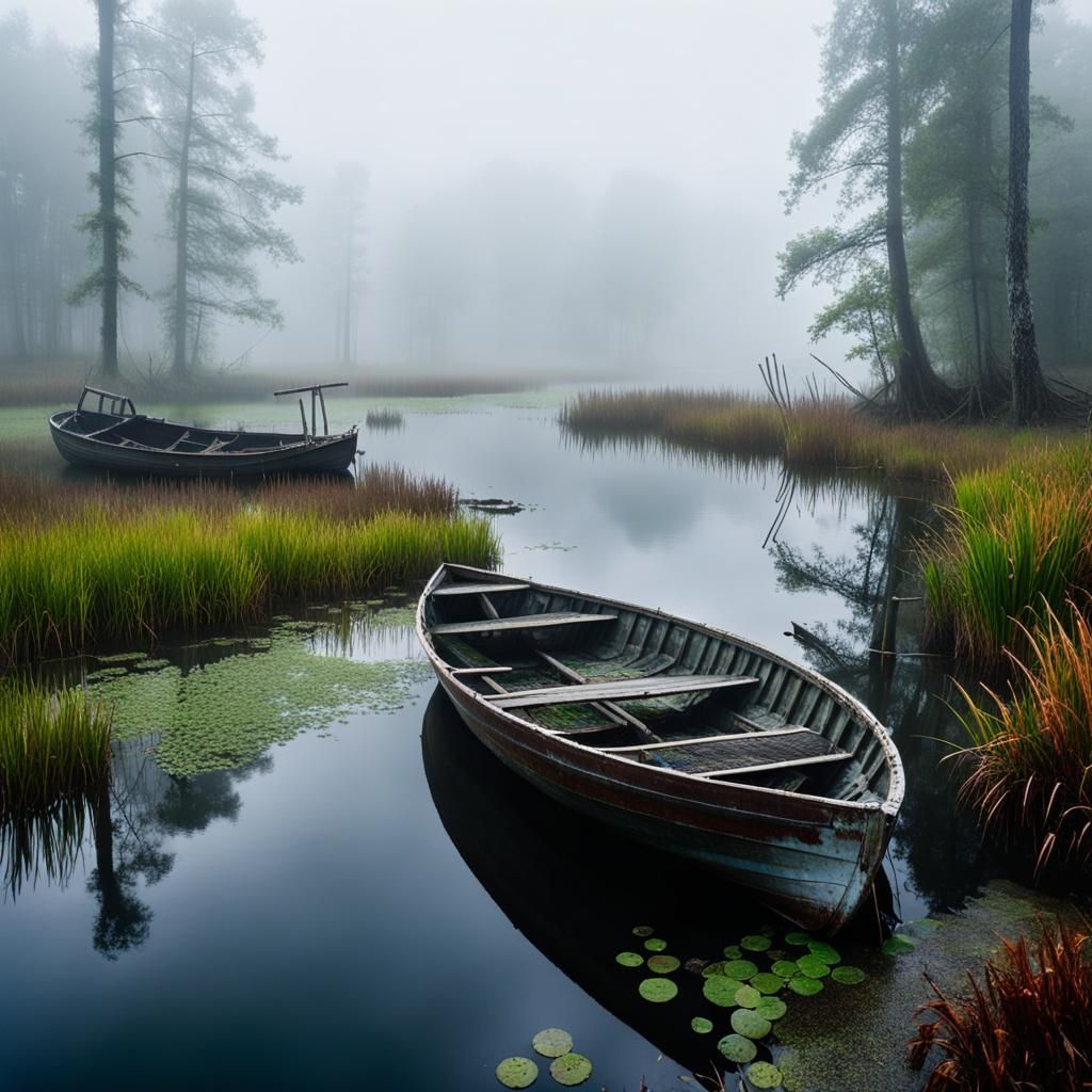 Foggy Swamp - AI Generated Artwork - NightCafe Creator