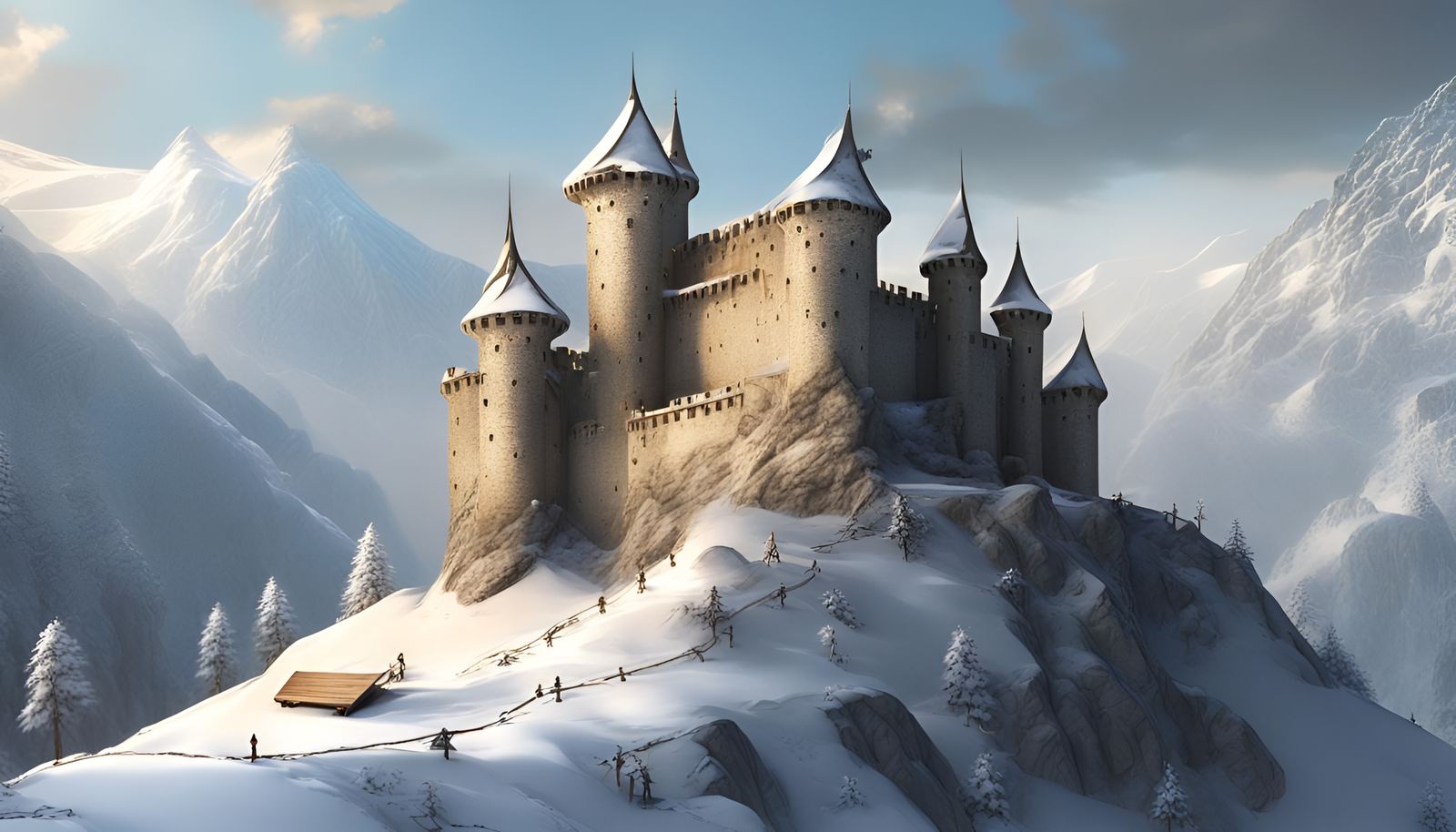 Snowy Castle - AI Generated Artwork - NightCafe Creator