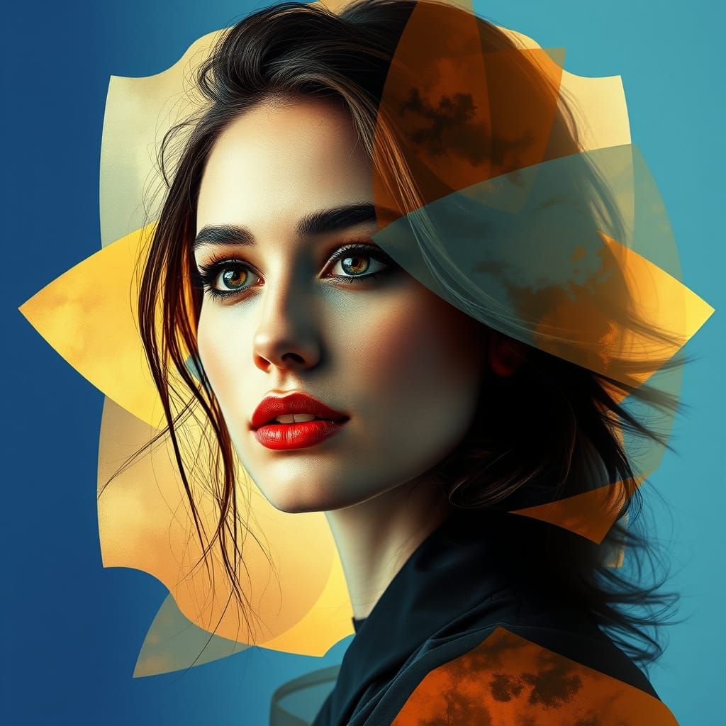 Double exposure, portrait, beautiful woman, Overlapping translucent ...