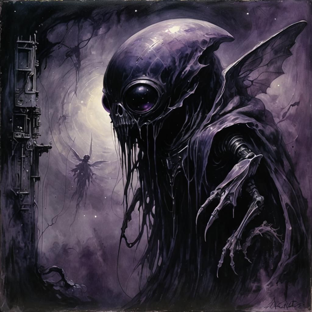 Haunting alien - Ethereal Space Horror in Macabre Noir Styl...