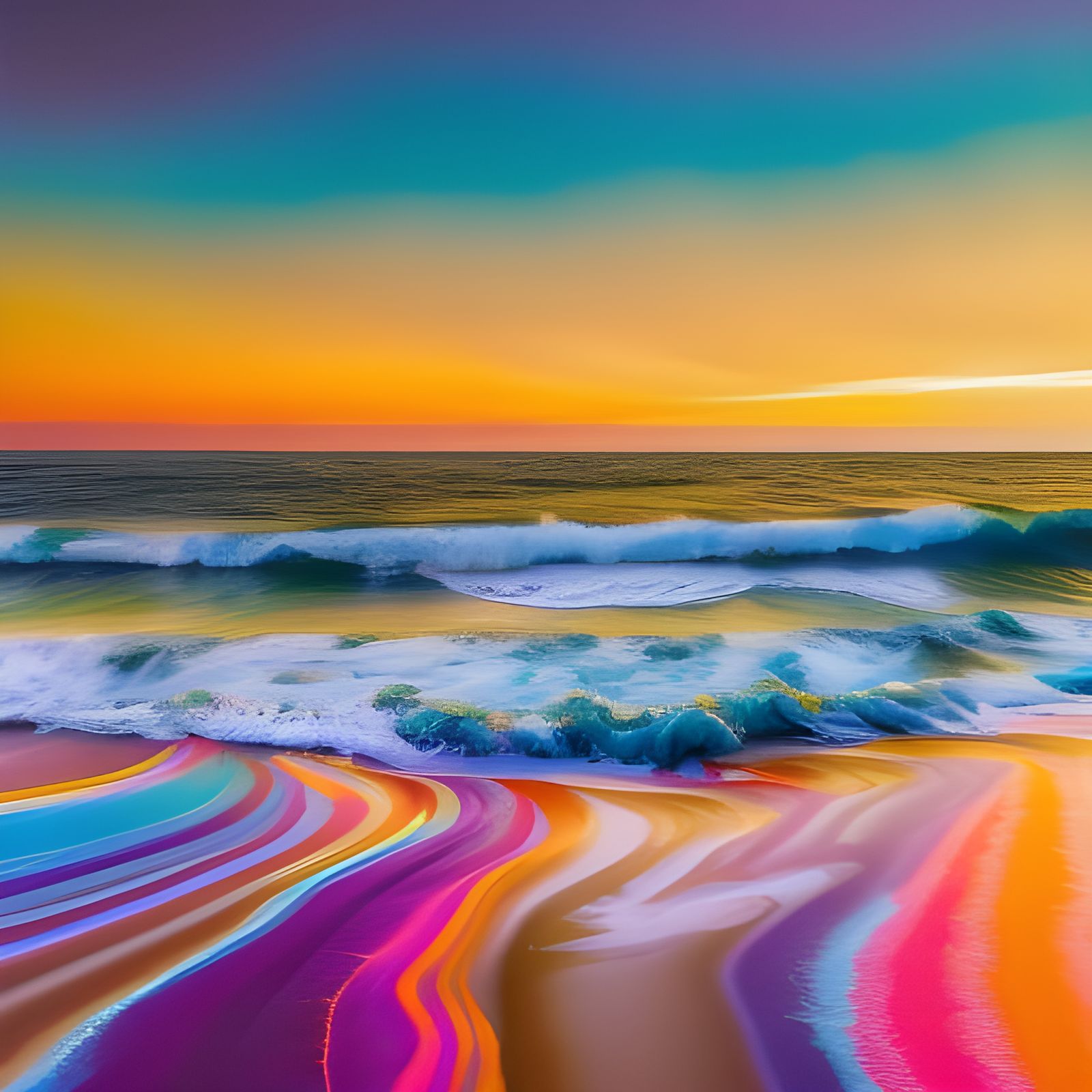 colorful beach scene - AI Generated Artwork - NightCafe Creator