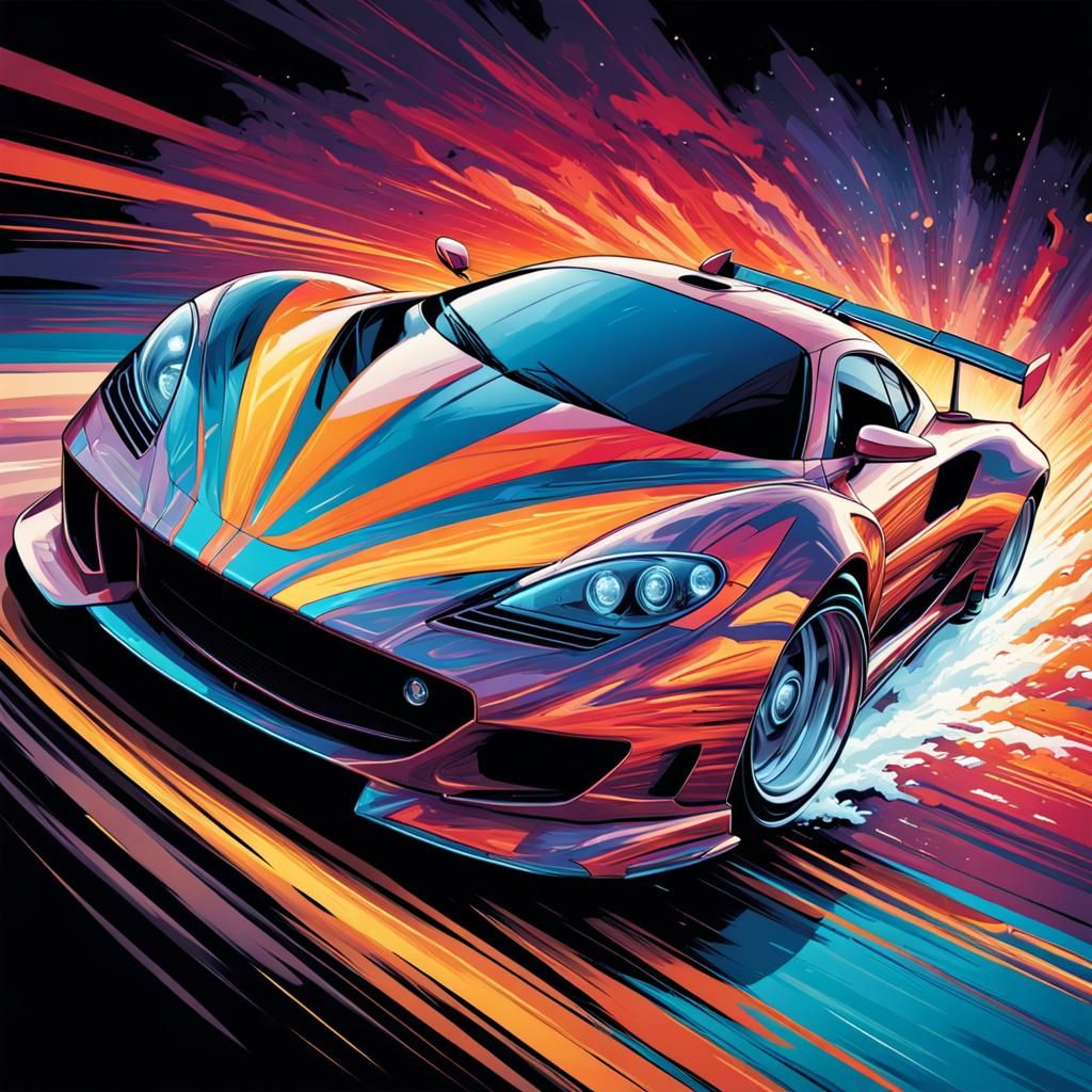 Abstract colorful fastest car in the world - AI Generated Artwork ...
