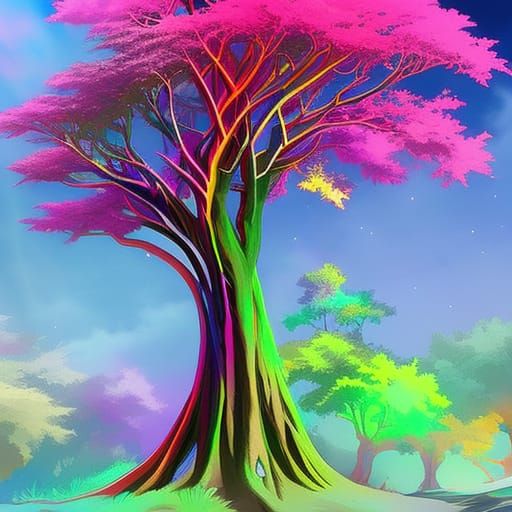 Neon Punk imposing tree - AI Generated Artwork - NightCafe Creator