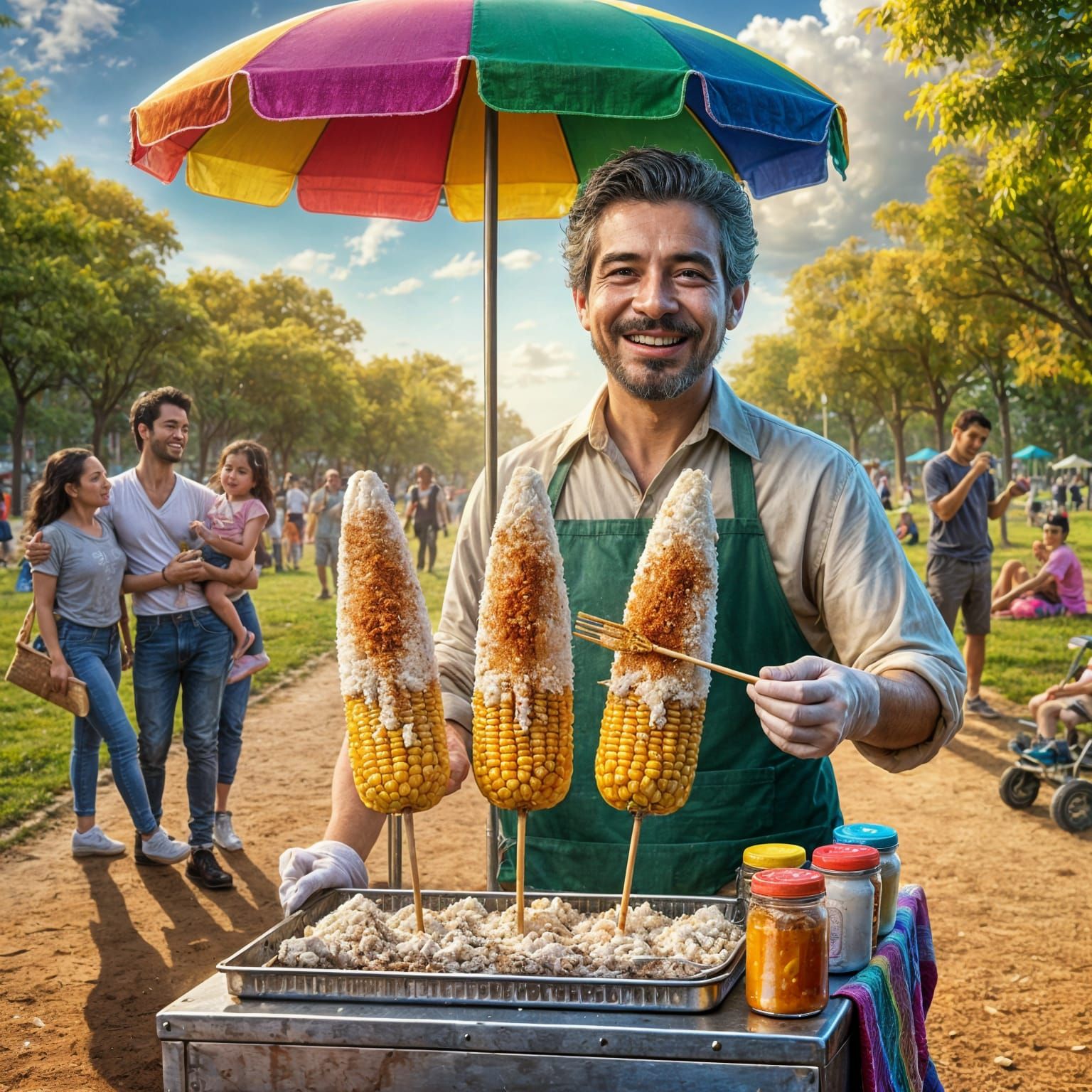 Elote Man - Authentic Mexican Street Food Vendor in Colorful...