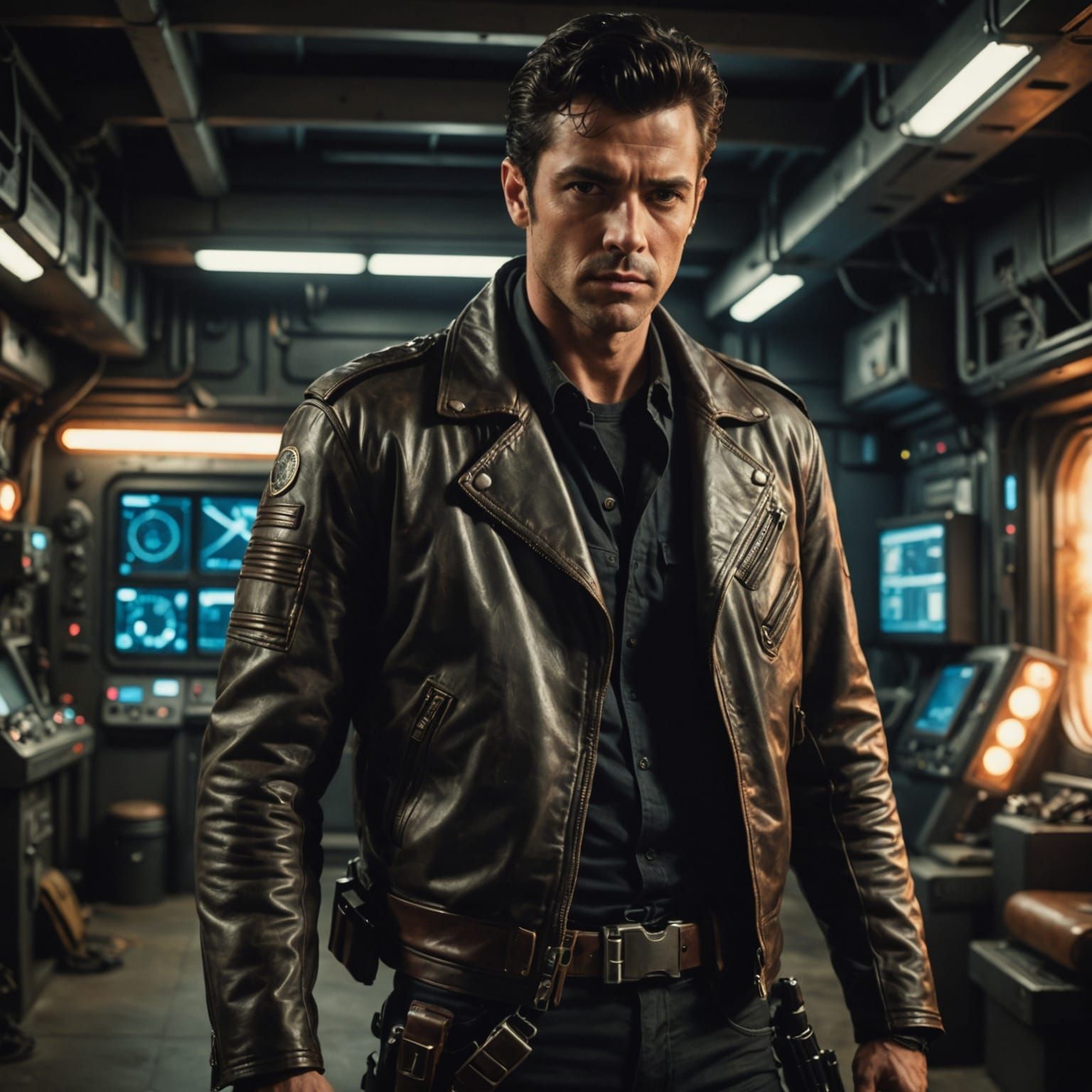 Galactic Pilot Dan Casey in Cinematic Film Still - AI Art