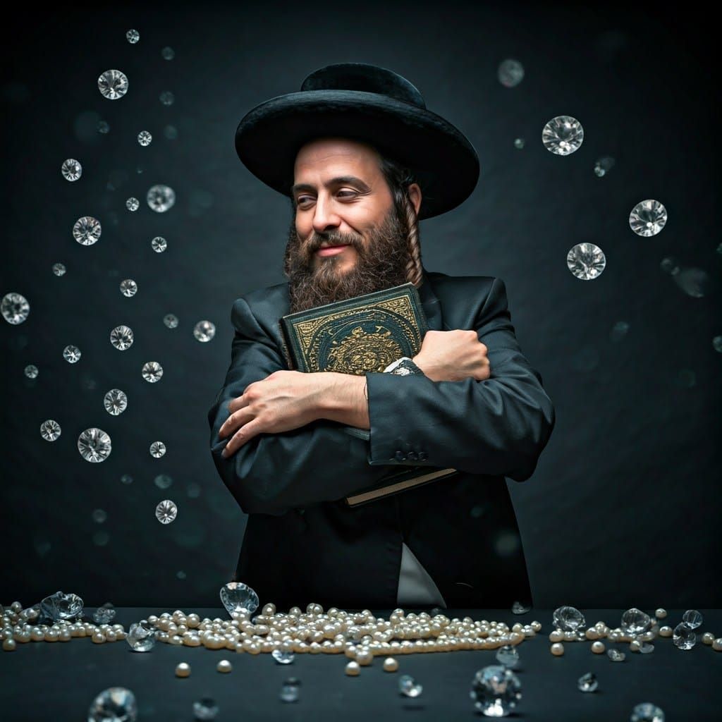 Ultra-Orthodox Hasidic Jew Dances with Ancient Tal... - AI Art