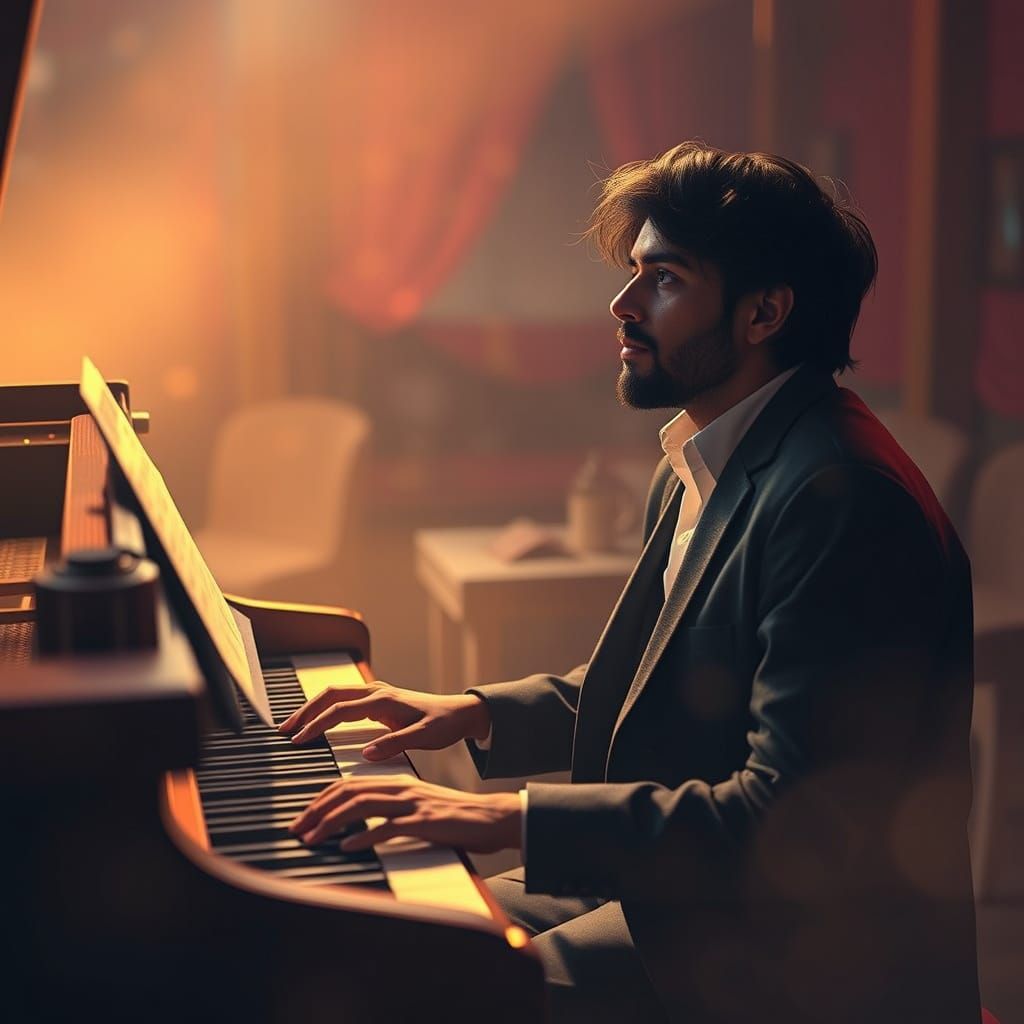 Dedication - Hyper-Realistic Portrait of a Music Composer in...