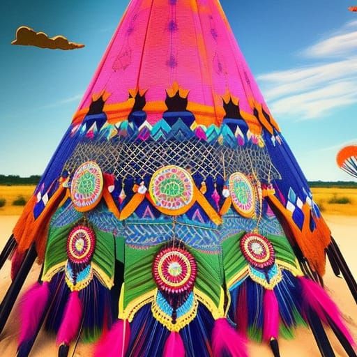 Teepee with Dreamcatchers - AI Generated Artwork - NightCafe Creator