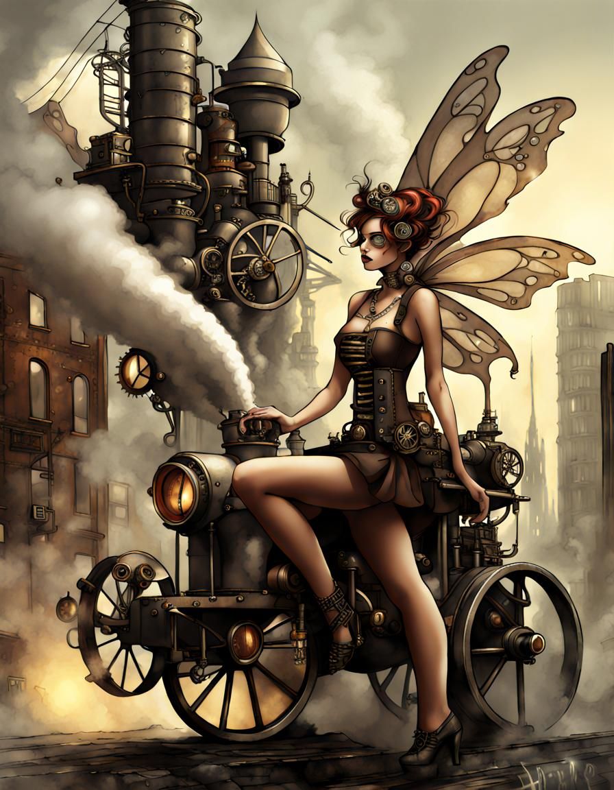 Urban Steampunk Fairy - AI Generated Artwork - NightCafe Creator