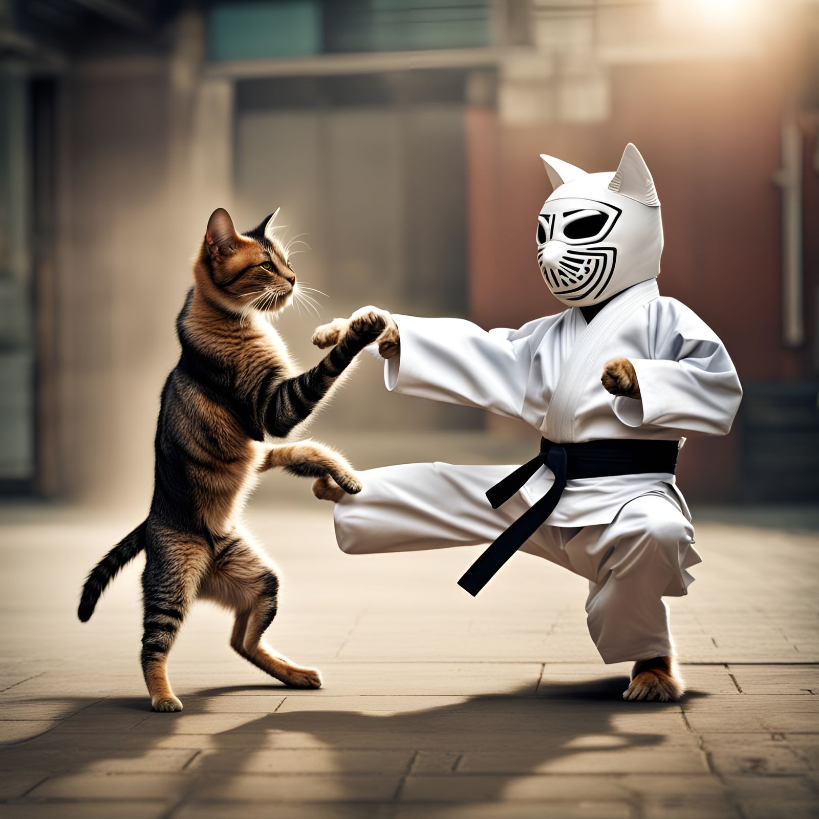 Masked karate cat teacher - AI Generated Artwork - NightCafe Creator