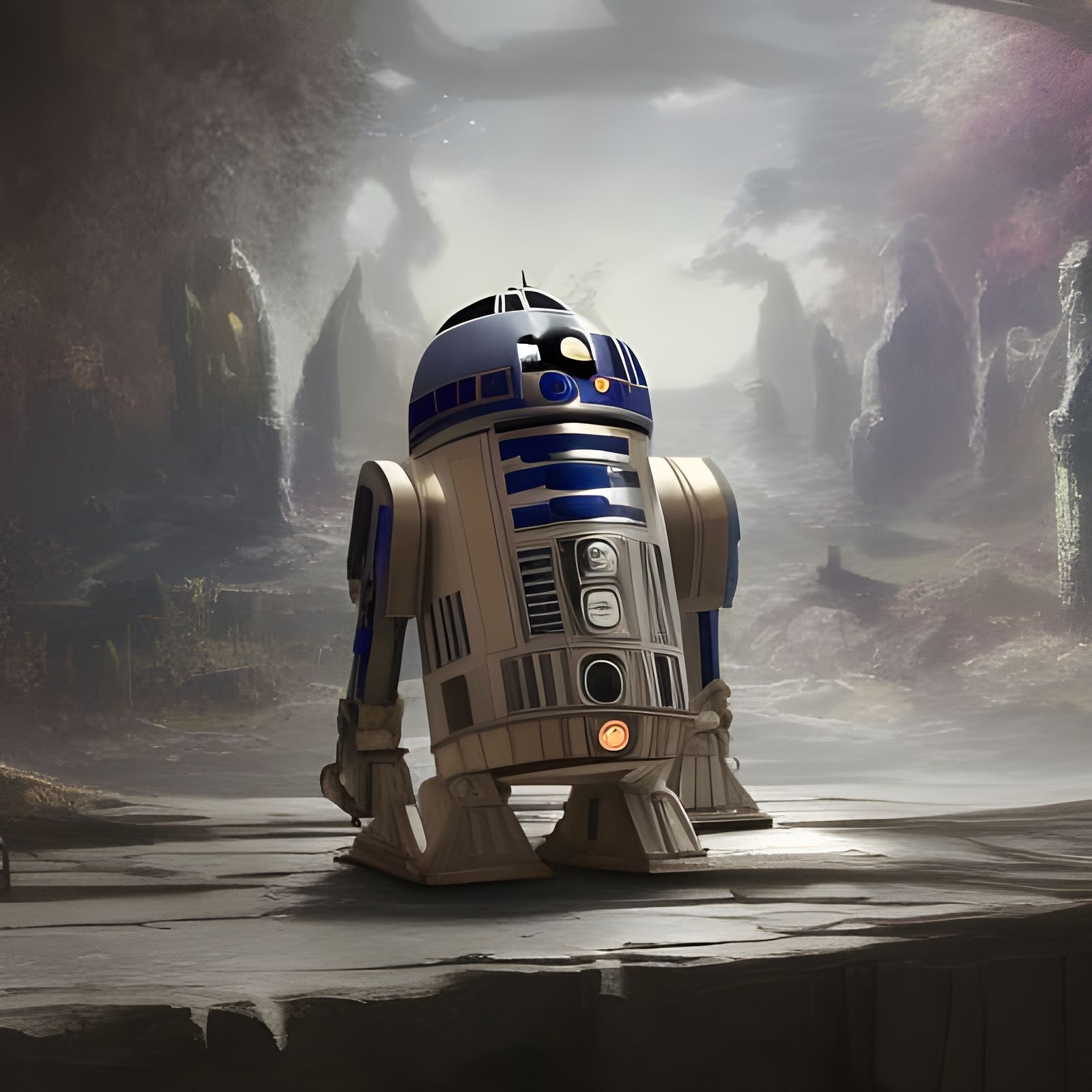 R2-D2 C3-PO detailed matte painting, deep color, fantastical, intricate ...