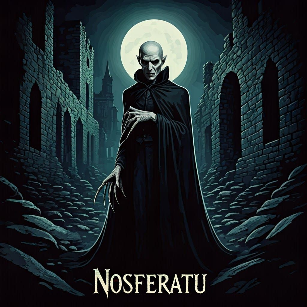 Vampire Count Orlock in a Ruined Castle, in a Germ... - AI Art