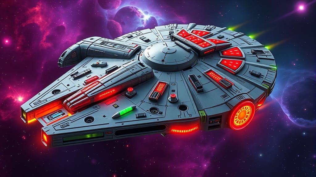 Colored Up Millennium Falcon Plus - Futuristic Hybrid Stars...