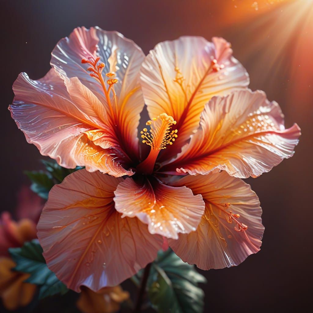 Surreal Hibiscus Blooms in Vibrant Dreamlike Art - AI Art